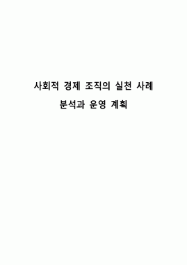 사회적 경제 조직의 실천 사례 분석과 운영 계획-1페이지