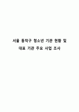 서울 동작구 청소년 기관 현황 및 대표 기관 주요 사업 조사-1페이지