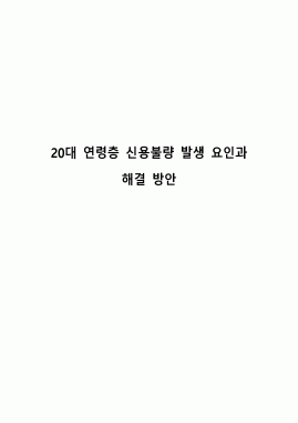 20대 연령층 신용불량 발생 요인과 해결 방안-1페이지