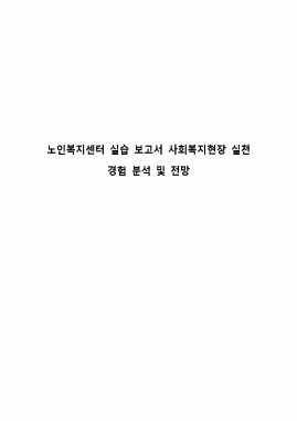 노인복지센터 실습 보고서 사회복지현장 실천 경험 분석 및 전망-1페이지