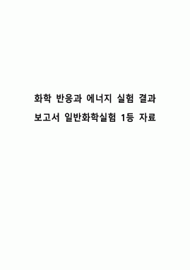 화학 반응과 에너지 실험 결과 보고서 일반화학실험 1등 자료-1페이지