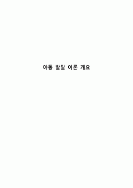 아동 발달 이론 개요-1페이지