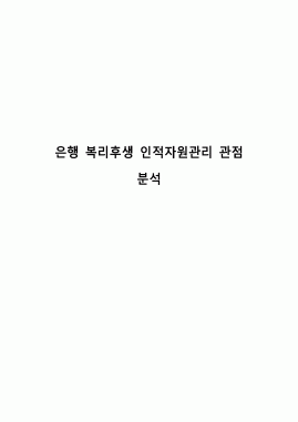 은행 복리후생 인적자원관리 관점 분석-1페이지