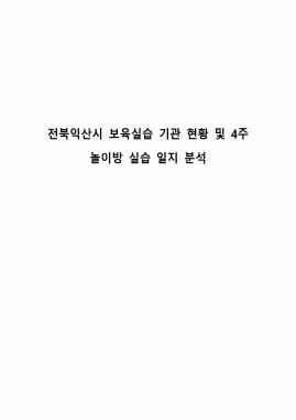 전북익산시 보육실습 기관 현황 및 4주 놀이방 실습 일지 분석-1페이지