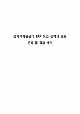 전사적자원관리 ERP 도입 전략과 현황 분석 및 향후 제언-1페이지