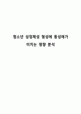 청소년 성정체성 형성에 동성애가 미치는 영향 분석-1페이지