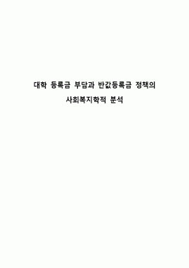 대학 등록금 부담과 반값등록금 정책의 사회복지학적 분석-1페이지