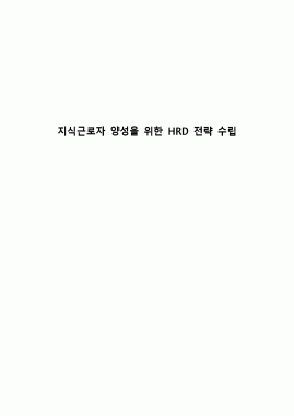 지식근로자 양성을 위한 HRD 전략 수립-1페이지