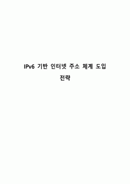 IPv6 기반 인터넷 주소 체계 도입 전략-1페이지