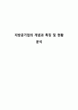 지방공기업의 개념과 특징 및 현황 분석-1페이지