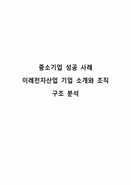 중소기업 성공 사례 이레전자산업 기업 소개와 조직 구조 분석-1페이지