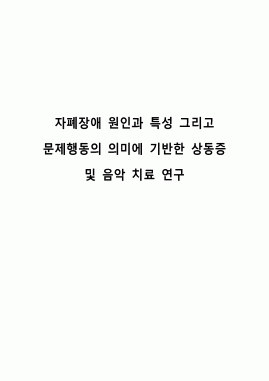 자폐장애 원인과 특성 그리고 문제행동의 의미에 기반한 상동증 및 음악 치료 연구-1페이지