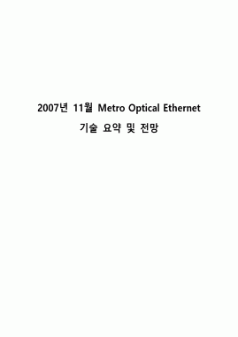 2007년 11월 Metro Optical Ethernet 기술 요약 및 전망-1페이지