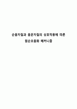 순음자질과 음운자질의 상호작용에 따른 원순모음화 메커니즘-1페이지