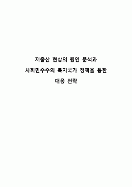 저출산 현상의 원인 분석과 사회민주주의 복지국가 정책을 통한 대응 전략-1페이지