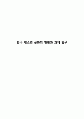 한국 청소년 문화의 현황과 과제 탐구-1페이지
