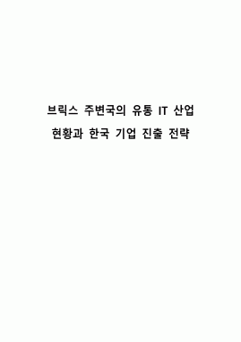 브릭스 주변국의 유통 IT 산업 현황과 한국 기업 진출 전략-1페이지