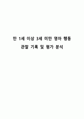 만 1세 이상 3세 미만 영아 행동 관찰 기록 및 평가 분석-1페이지