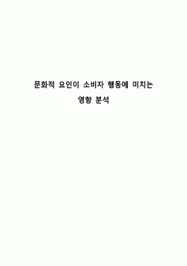 문화적 요인이 소비자 행동에 미치는 영향 분석-1페이지