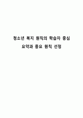 청소년 복지 원칙의 학습자 중심 요약과 중요 원칙 선정-1페이지