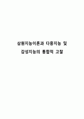 삼원지능이론과 다중지능 및 감성지능의 통합적 고찰-1페이지