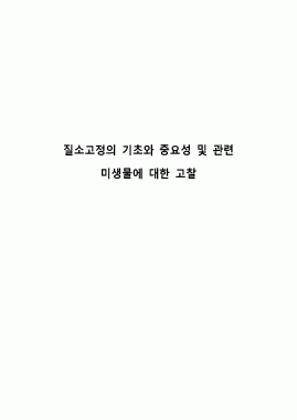 질소고정의 기초와 중요성 및 관련 미생물에 대한 고찰-1페이지