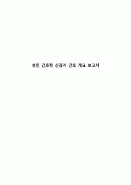 성인 간호학 신장계 간호 개요 보고서-1페이지