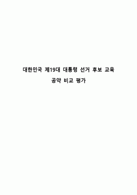 대한민국 제19대 대통령 선거 후보 교육 공약 비교 평가-1페이지