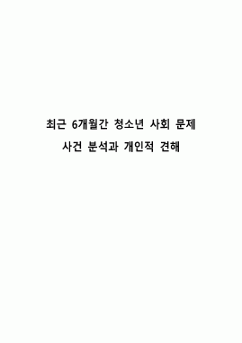 최근 6개월간 청소년 사회 문제 사건 분석과 개인적 견해-1페이지
