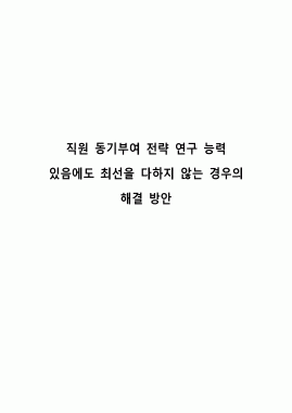 직원 동기부여 전략 연구 능력 있음에도 최선을 다하지 않는 경우의 해결 방안-1페이지