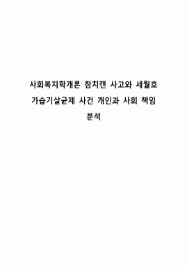 사회복지학개론 참치캔 사고와 세월호 가습기살균제 사건 개인과 사회 책임 분석-1페이지