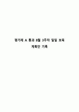 평가제 A 통과 8월 3주차 일일 보육 계획안 기록-1페이지