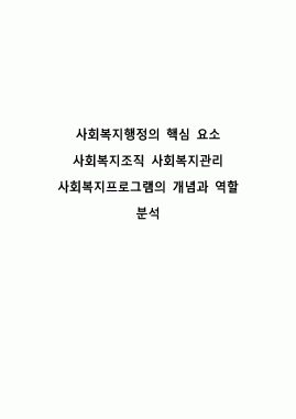 사회복지행정의 핵심 요소 사회복지조직 사회복지관리 사회복지프로그램의 개념과 역할 분석-1페이지