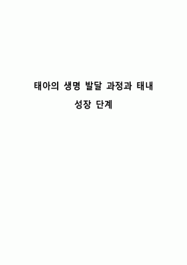 태아의 생명 발달 과정과 태내 성장 단계-1페이지