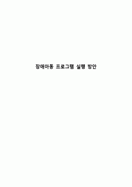장애아동 프로그램 실행 방안-1페이지