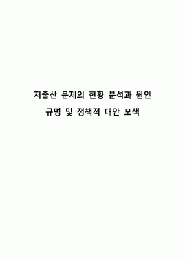 저출산 문제의 현황 분석과 원인 규명 및 정책적 대안 모색-1페이지