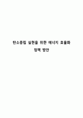 탄소중립 실현을 위한 에너지 효율화 정책 방안-1페이지