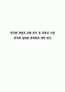 양극화 개념과 유형 분석 및 부동산 시장 양극화 실태와 문제점과 정책 방안-1페이지