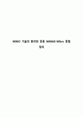 MIMO 기술의 원리와 응용 WIMAX Wibro 종합 정리-1페이지