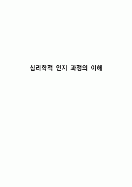 심리학적 인지 과정의 이해-1페이지