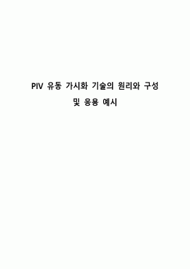 PIV 유동 가시화 기술의 원리와 구성 및 응용 예시-1페이지