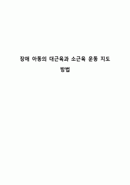 장애 아동의 대근육과 소근육 운동 지도 방법-1페이지