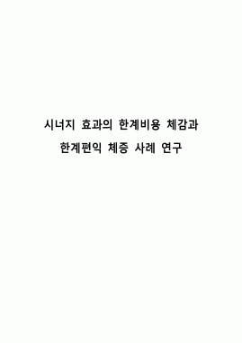 시너지 효과의 한계비용 체감과 한계편익 체증 사례 연구-1페이지