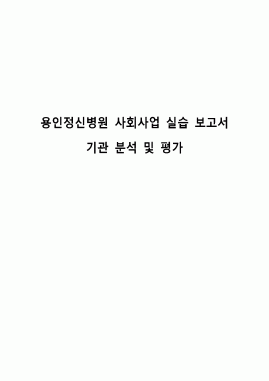 용인정신병원 사회사업 실습 보고서 기관 분석 및 평가-1페이지