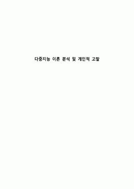 다중지능 이론 분석 및 개인적 고찰-1페이지