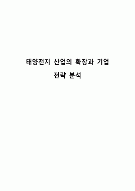 태양전지 산업의 확장과 기업 전략 분석-1페이지