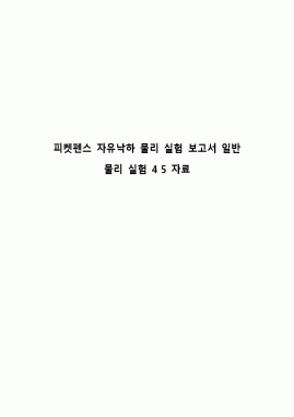 피켓펜스 자유낙하 물리 실험 보고서 일반 물리 실험 4 5 자료-1페이지