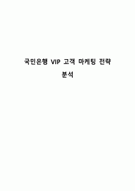 국민은행 VIP 고객 마케팅 전략 분석-1페이지