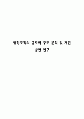 행정조직의 규모와 구조 분석 및 개편 방안 연구-1페이지