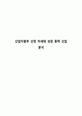 산업자원부 선정 차세대 성장 동력 산업 분석-1페이지